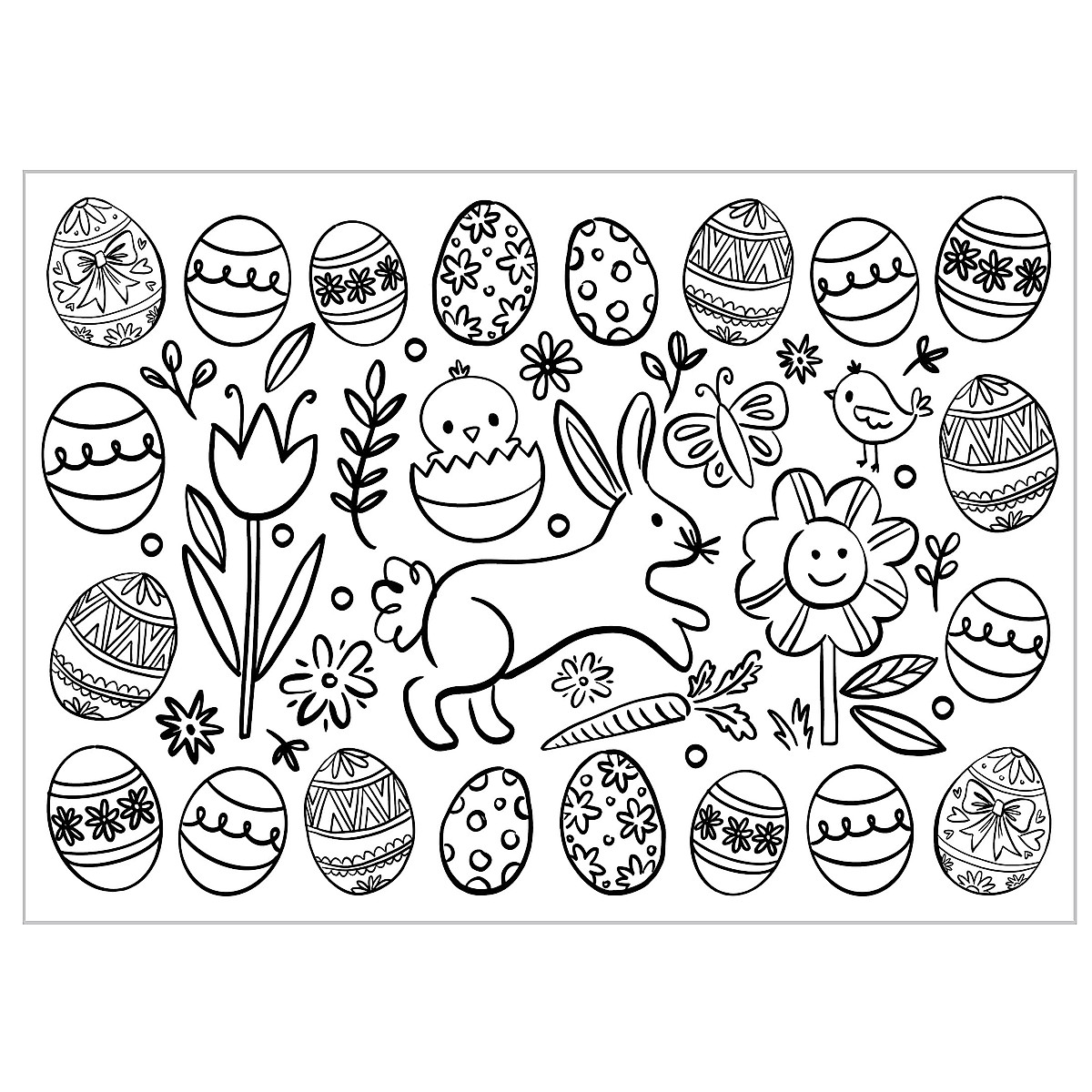 Iconikal Color-Your-Own 2-Sided Reversible Disposable Paper Place Mats, 14 x 10-inches, Easter, 22-Count