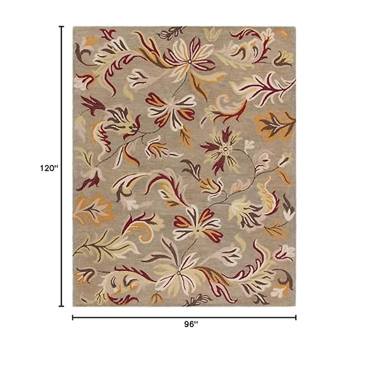 SAFAVIEH Jardin Collection Area Rug - 8' x 10', Dark Grey & Multi, Handmade Floral Wool, Ideal for High Traffic Areas in Living Room, Bedroom (JAR459A)