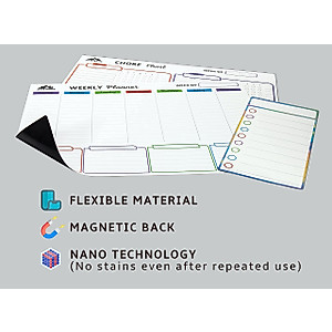 Magnetic Dry Erase Chore Chart for Multiple Kids and Monthly or Weekly Planner Calendar 17x12" Each, Blank Magnetic List, Chores Reward Chart, Good Behavior Chart, Kids Home Magnetic Chore Chart, Kids Multiple Kids, Schedule Board for Kids (Chore Chart an