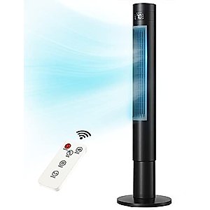 Selanto 36'' Tower Fan with Remote, Portable 80° Oscillating Fan Tower, Large LED Display, Touch Control, 12H Timer, 3 Speeds, 3 Modes, Quiet Bladeless Cooling Fan for Bedroom, Standing Floor Fans for Home Office (44'', Black)
