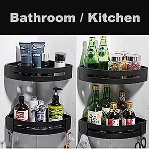 PALFIK Shower Caddy Corner Shower Shelf 3 Packs Black Shower Caddy Bathroom Hanging Shower Caddy Basket 4 Hooks Shower Organizer Storage Rustproof Shower Shampoo Holder