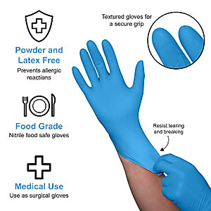 VGuard A11A11 Nitrile Gloves Disposable Gloves - 1 Box 100CT 3.5mil Small Blue Powder Free Nitrile Gloves Box