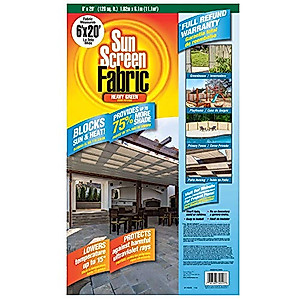 Easy Gardener 74020PS, Sun Screen Fabric, Reduce Temperature, Provide Shade, 6’ X 20’. Teal Green