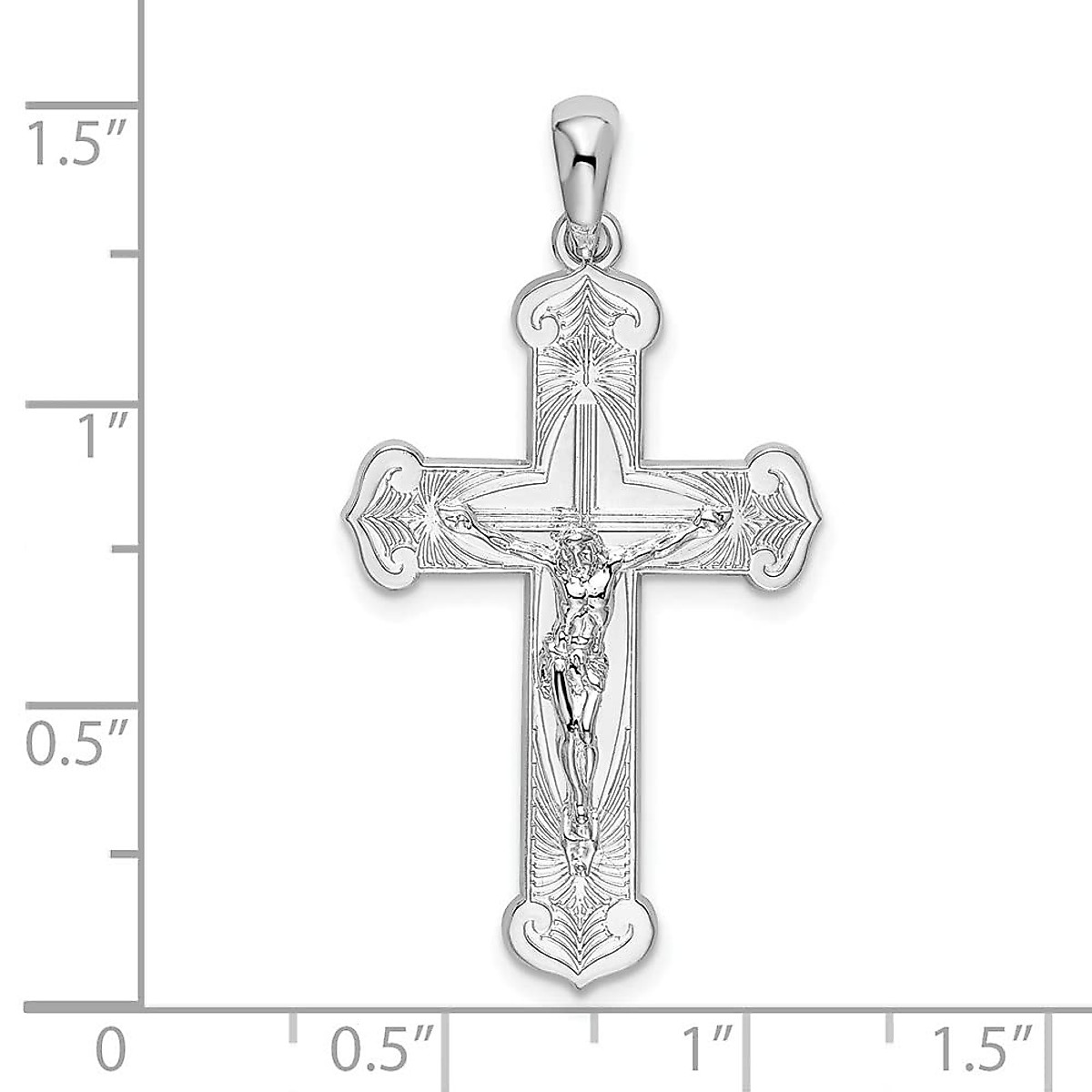 Diamond2Deal 925 Sterling Silver Budded Crucifix Pendant