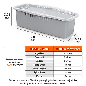Microwave Pasta Cooker with Strainer Lid- Quick and Easy Cooks 4 Servings Spaghetti Cooker- No Sticking or Waiting For Boil- Perfect Make Pasta Every Time- For Dorm, Kitchen or Office