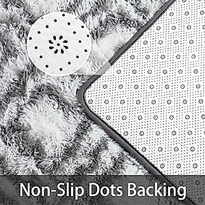 Guucha Fluffy Area Rug, Soft Plush Fluffy Carpets, Geometric Moroccan Shaggy Rugs for Living Room Bedroom Nursery Room Kids' Room, Black/White 4x6 Feet