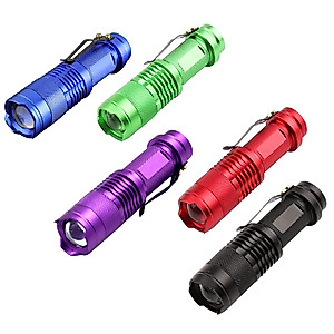 WAYLLSHINE (Pack of 5 Multicolored 3-Mode Flashlight: Red Light Flashlight, Green Light Flashlight, Blue Light Flashlight, 395 UV Light Flashlight, White LED Light Flashlight