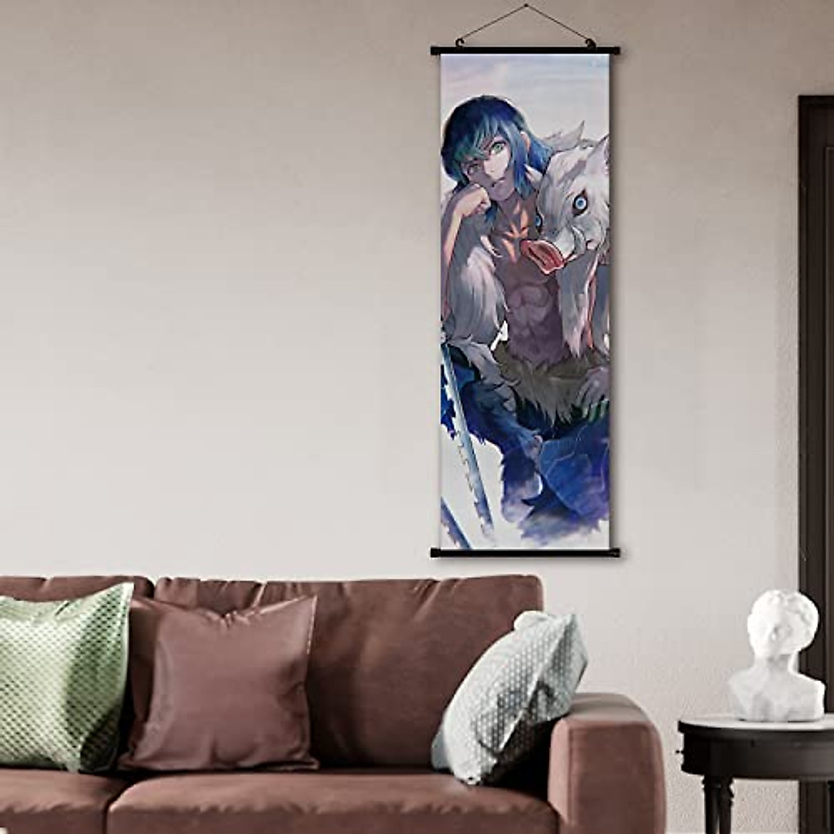 Poster Anime Scroll Hashibira Inosuke Hanger Cartoon Comic Scrolls Fabric Hanging Wall Art Picture Decor 36" L x 12" W