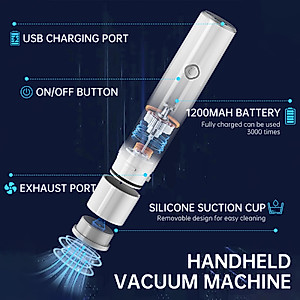 THETCHRY Vacuum Sealer, Handheld Compact Vacuum Sealer, Vacuum Pump for Food Fresh & Save Meal Prep Sous Vide, Portable Cordless Vacuum Sealer Machine for Travel, with 12 Reusable Vacuum Bags