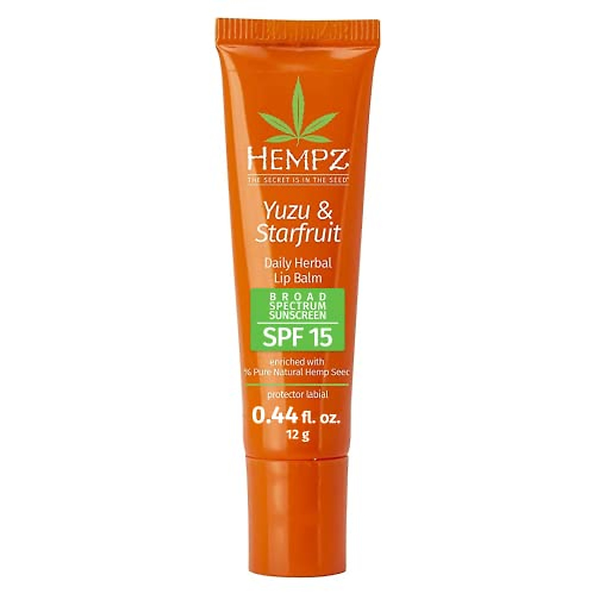 Hempz Yuzu & Starfruit Daily Herbal Lip Balm with SPF 15, .44 oz. -Scented Lip Moisturizer with Sunscreen-Broad Spectrum SPF 15, Protection against UVA/UVB rays - 100% Natural Hemp Seed Oil, Pack of 1