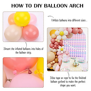 RUBFAC Pink Balloon Arch Kit, 147pcs Boho Blush Daisy Balloons Retro Dusty Pink Nude Sand White Brown Balloon for Valentine's Day Baby Shower Birthday Wedding Retro Hippie Groovy Party Decorations