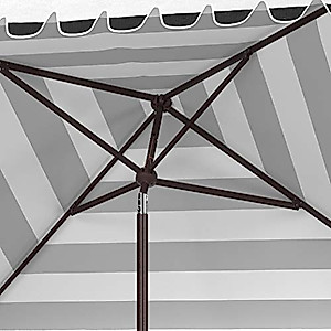 Safavieh PAT8411D Outdoor Vienna Black and White 7'6" Square Crank UV Protected Umbrella