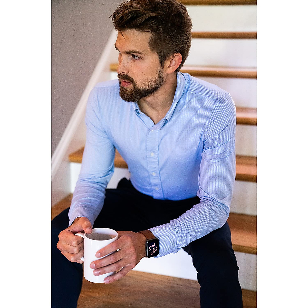 WYZE Watch Replacement Leather Bands Compatible Smart Watch 47mm, 47mm C, 44mm, Quick Release Genuine Leather Watch Strap for Women and Men, Classic Brown