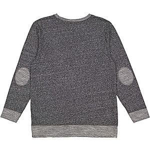 LAT Adult Unisex Harborside Mélange French Terry Crew Neck w/Elbow Patches, Smoke Melange, 2X