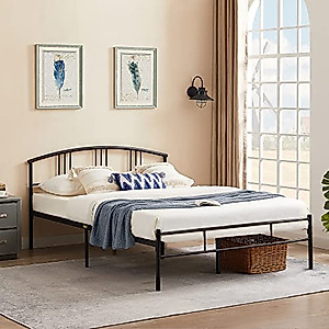 VECELO Full Bed Frame with Headboard and Footboard, 14 Inch Metal Platform Mattress Foundation, Sturdy Premium Steel Slat/No Box Spring Needed