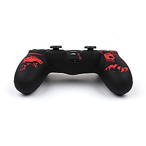 RALAN Laser Anti-Slip Controller Cover for PS4, Customized Silicone Skins Controller Controller Compatible for PS4 /PS4 Slim/PS4 Pro Controller (High Thumb Grip x 2,Laser Thumb Cap Grips x 2)