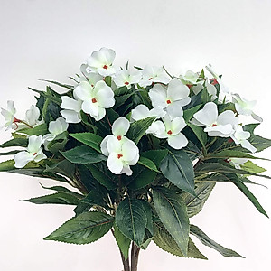 Lopkey Artificial Impatiens Bouquet Flower Patio Lawn Garden Wedding Photo Decor(2Pcs)