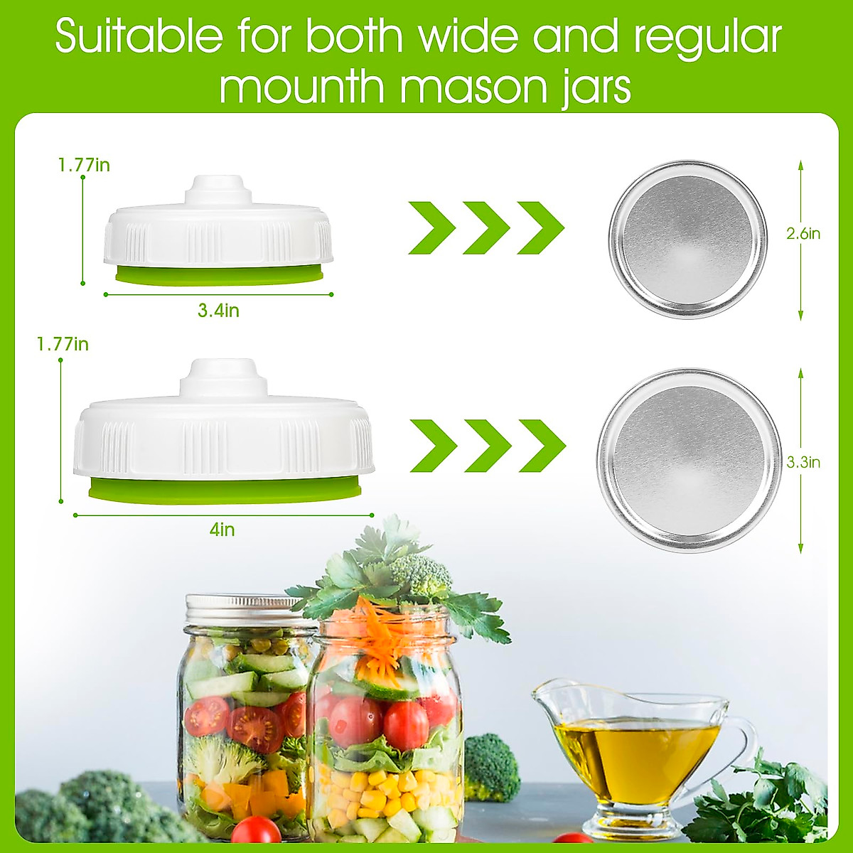 Electric Mason Jar Vacuum Sealer, 6 in 1 Vacuum Sealer Kit for Jars Compatible with Vacuum Bag/Vacuum Seal Containers, Wide Mouth and Regular Mouth Canning Lid Machine for Food Storage