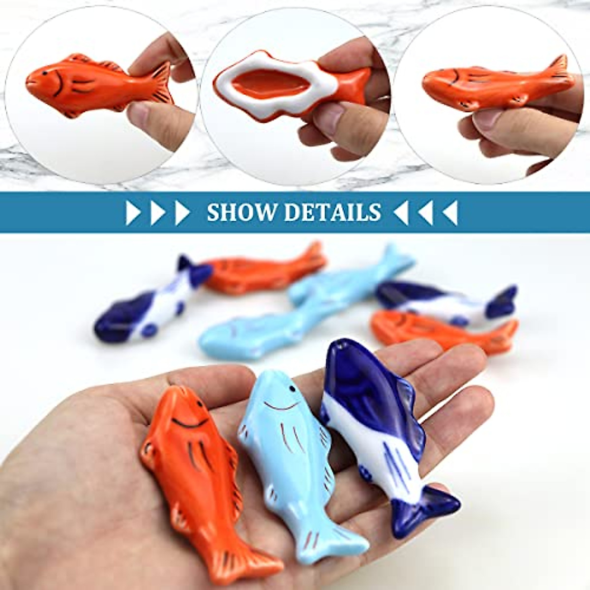 9Pcs Ceramic Chopstick Rest Fish Shape Chopsticks Rack Stand Spoon Fork Knife Holder Rack Desktop Tableware Decorations Kitchen Tools