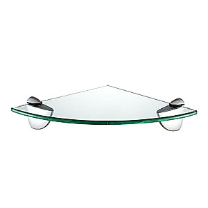 KES Tempered Glass Corner Shelf Bathroom Lavatory Triangular 8MM-Thick Wall Mount Polished Chrome, BGS3100