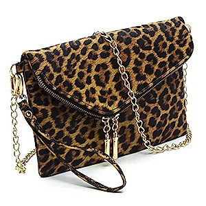 Leopard Envelope Clutch Crossbody Bag Animal Printed Bag Womens Purse