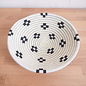 African Basket- Maraba/Rwanda Basket/Woven Bowl/Sisal & Sweetgrass Basket/Black, White