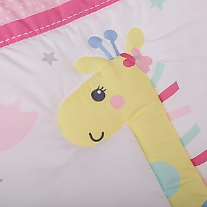 Brandream Baby Crib Bedding Set for Girl Boy Elephant Nursery Bedding with Comforter Fitted Sheet Bed Skirt Diaper Stacker Jungle Animal Elephant Giraffe Bird Design, 4 Piece