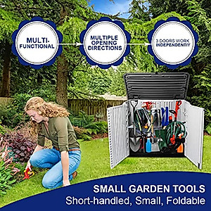 KINYING Outdoor Storage Shed - Horizontal Storage Box Waterproof for Garden, Patios, Backyards, Multi-Opening Door for Easy Storage of Bike, Garbage Cans, Tools, Lawn Mower, Off-White, 26 Cubic Feet
