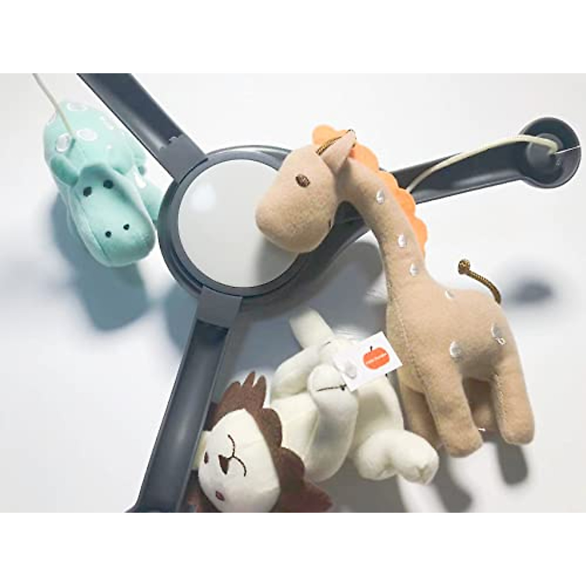 CUTIE PUMPKIN Baby Music Mobile for Crib Playpen with Nursy Lights,Relaxing Music and Natural Sounds. Includes Light Projector with Stars and Shapes. Newborn Nursery Toys with Cradle Vibration. (Grey)