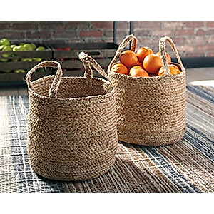 Signature Design by Ashley Brayton Jute 2 Piece Braided Basket Set, Light Brown
