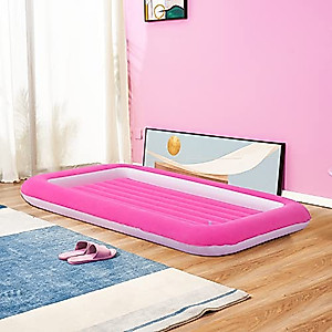 RAPTAVIS Kids Air Mattress Inflatable Toddler Travel Bed with Sides,Pink
