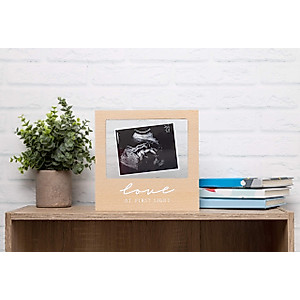 Pearhead Floating Sonogram Frame, Love at First Sight Ultrasound Frame, Gender-Neutral Baby Frame, Wooden