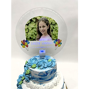 Photo Light Up Personalized Party Decor Happy Birthday Cake Top Topper With Any Photo Picture Logo Text - Mitzvah, Weddings, Birthday, Sweet 16, Anniversary, Baby Shower, Bridal Shower…