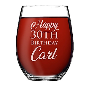 My Personal Memories, Custom Etched Happy 30th 40th 50th 60th Birthday Champagne Flute, Wine, Stemless, Pilsner Beer, Shot Glass (15 oz Stemless Wine Glass)