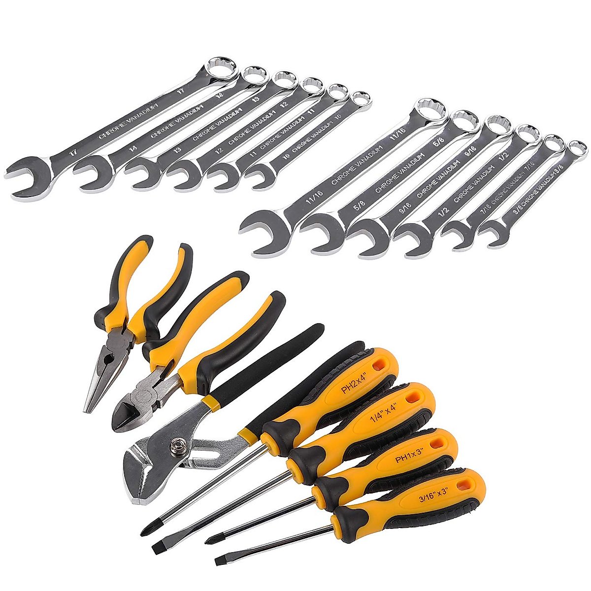 205 Piece Mechanics Tool Set, Socket Wrench Auto Repair Tool Pliers Combination Mixed Hand Tool Set Kit with Box Organizer Storage Case