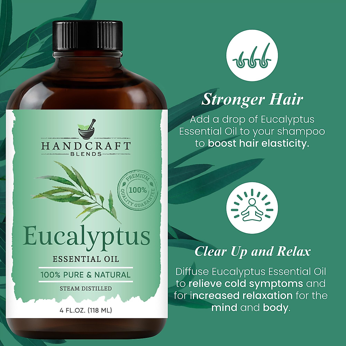 Handcraft Blends Eucalyptus Essential Oil - Huge 4 Fl Oz - 100% Pure and Natural - Premium Grade with Glass Dropper