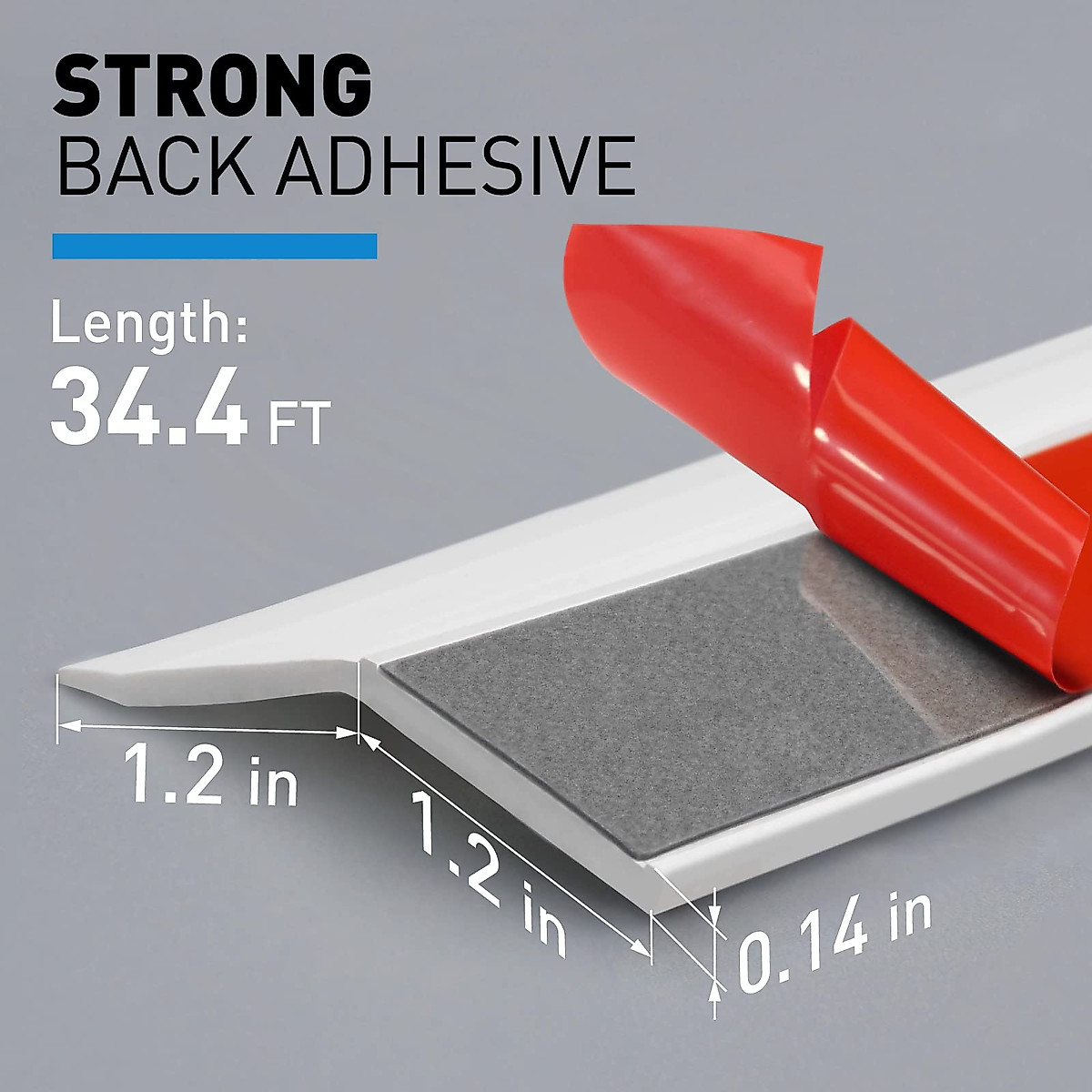 HOMWMPA Garage Door Seal Top and Sides, 34.4FT Garage Door Weather Stripping, Universal Soft and Hard Composite Rubber Weatherproofing Seal Strip with Adhesive Backing, White