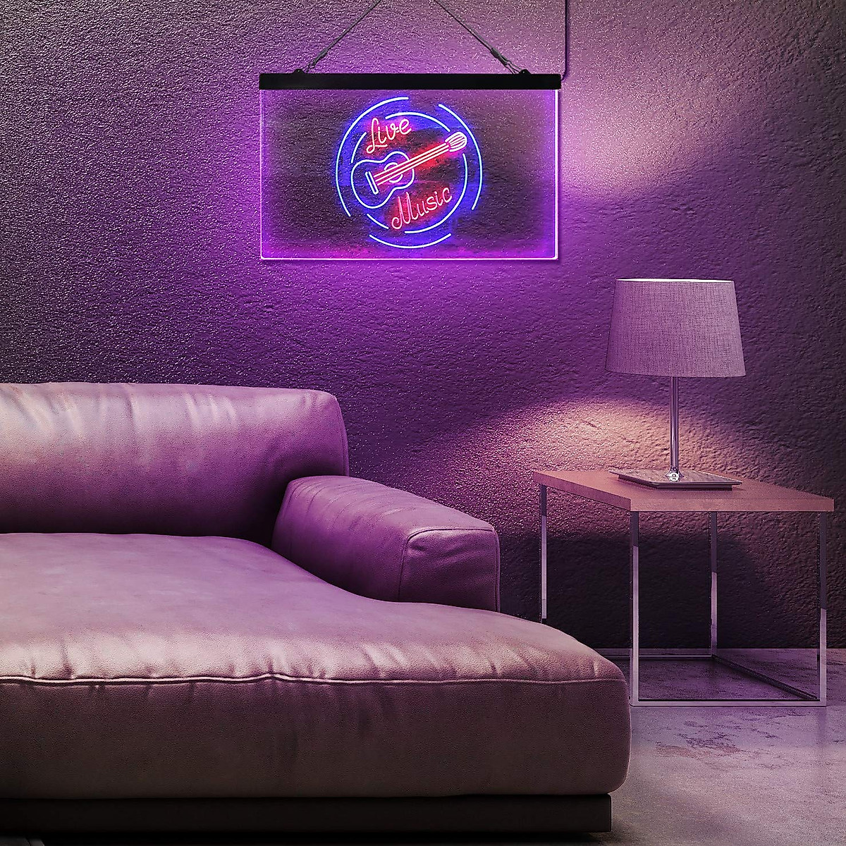 ADVPRO Live Music Guitar Band Room Studio Dual Color LED Neon Sign Red & Blue 16" x 12" st6s43-i2546-rb