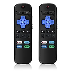(Pack of 2) Universal TV Remote for Roku TV, Replacement for TCL Roku/Hisense Roku/Sharp Roku TV, Remote with Netflix/Prime Video/VUDU/hulu Buttons