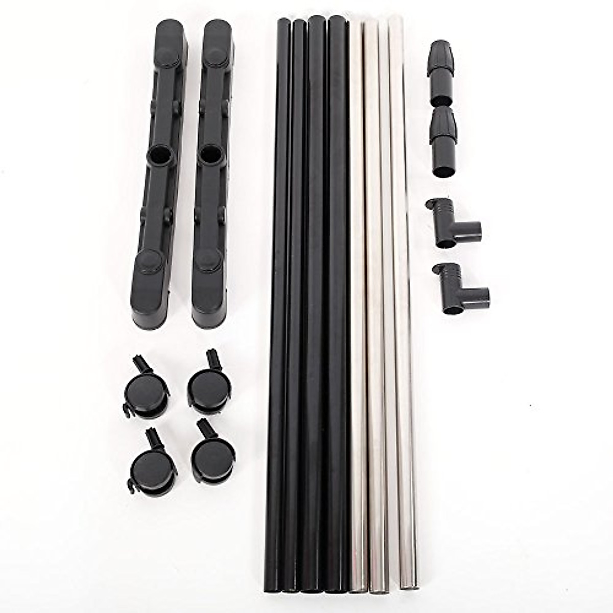 Altiaim Single-bar Vertical & Horizontal Stretching Stand Clothes Rack with Shoe Shelf YJ-01 Black & Silver