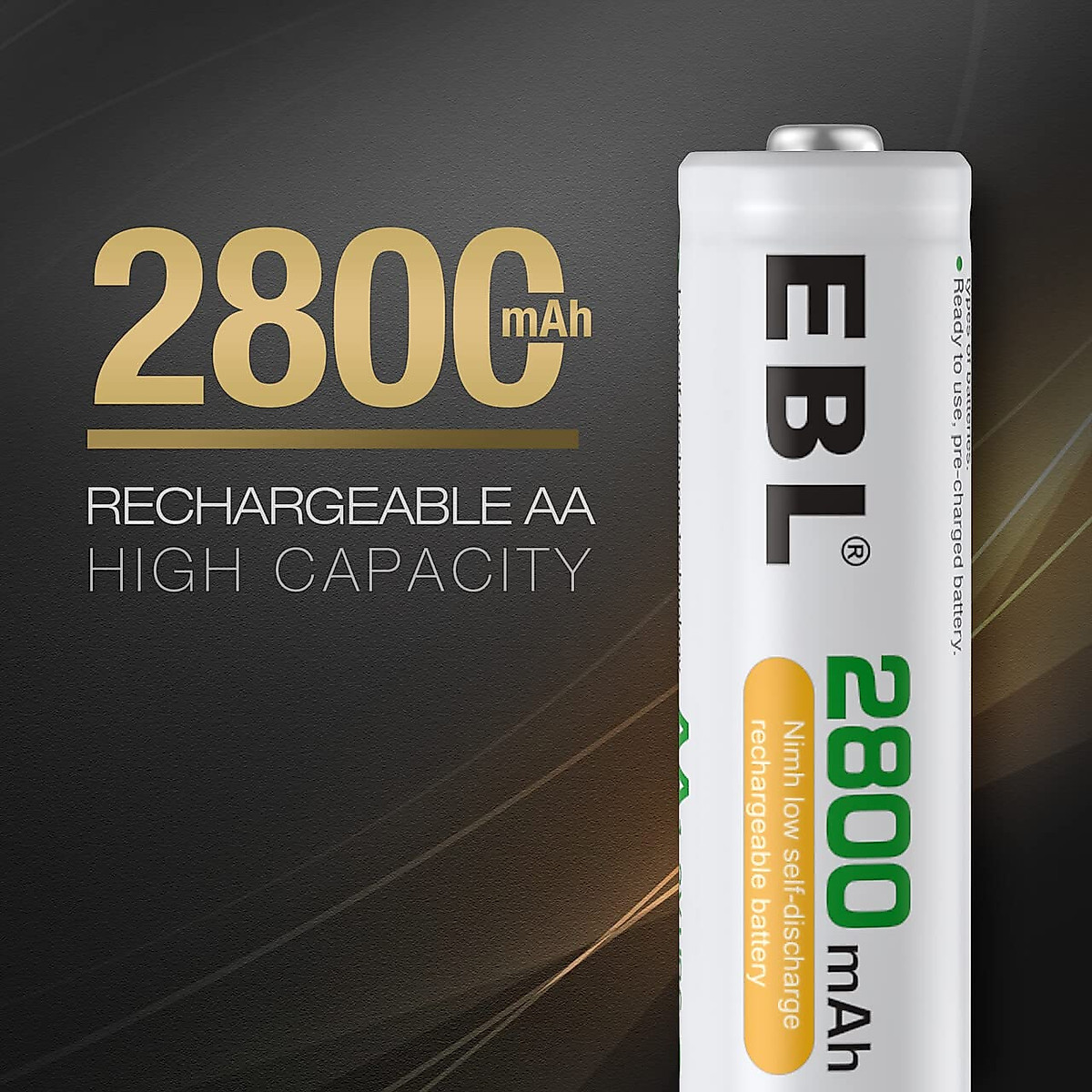 EBL AA Rechargeable Batteries,16-Pack Double A Battery (ProCyco 2800mAh) with AA AAA Battery Charger