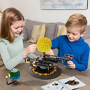 Earth Moon and Sun Orrery Toy Building Sets - Earth Rotation Around Sun Building Bricks-Rotatable Solar System Model, Compatible for Lego Space, Science Educational Architecture Toys for 6+ Kids