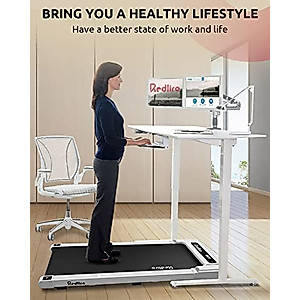 Redliro Walking Pad Treadmill Under Desk, Portable Mini Treadmill with Remote Control, Bluetooth, 265lbs Max Weight, Installation-Free Jogging Machine for Home/Office