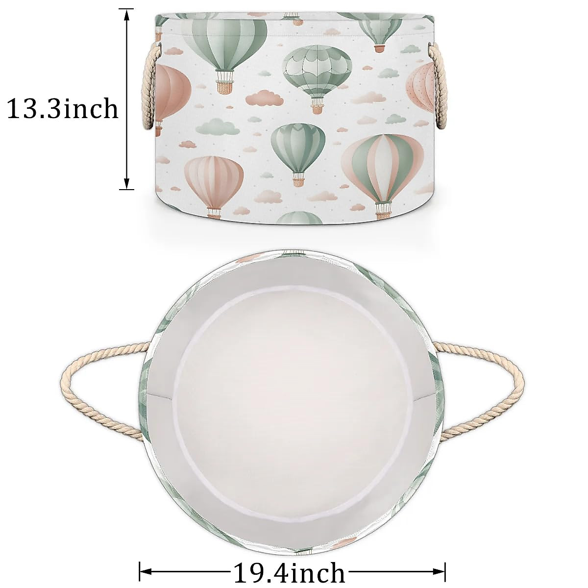 Eizlang Hot Air Balloon Storage Basket Collapsible Laundry Basket Personalized Blanket Basket Clothes Toys Nursery Storage Box with Handles Bedroom Living Room Closet Decorative