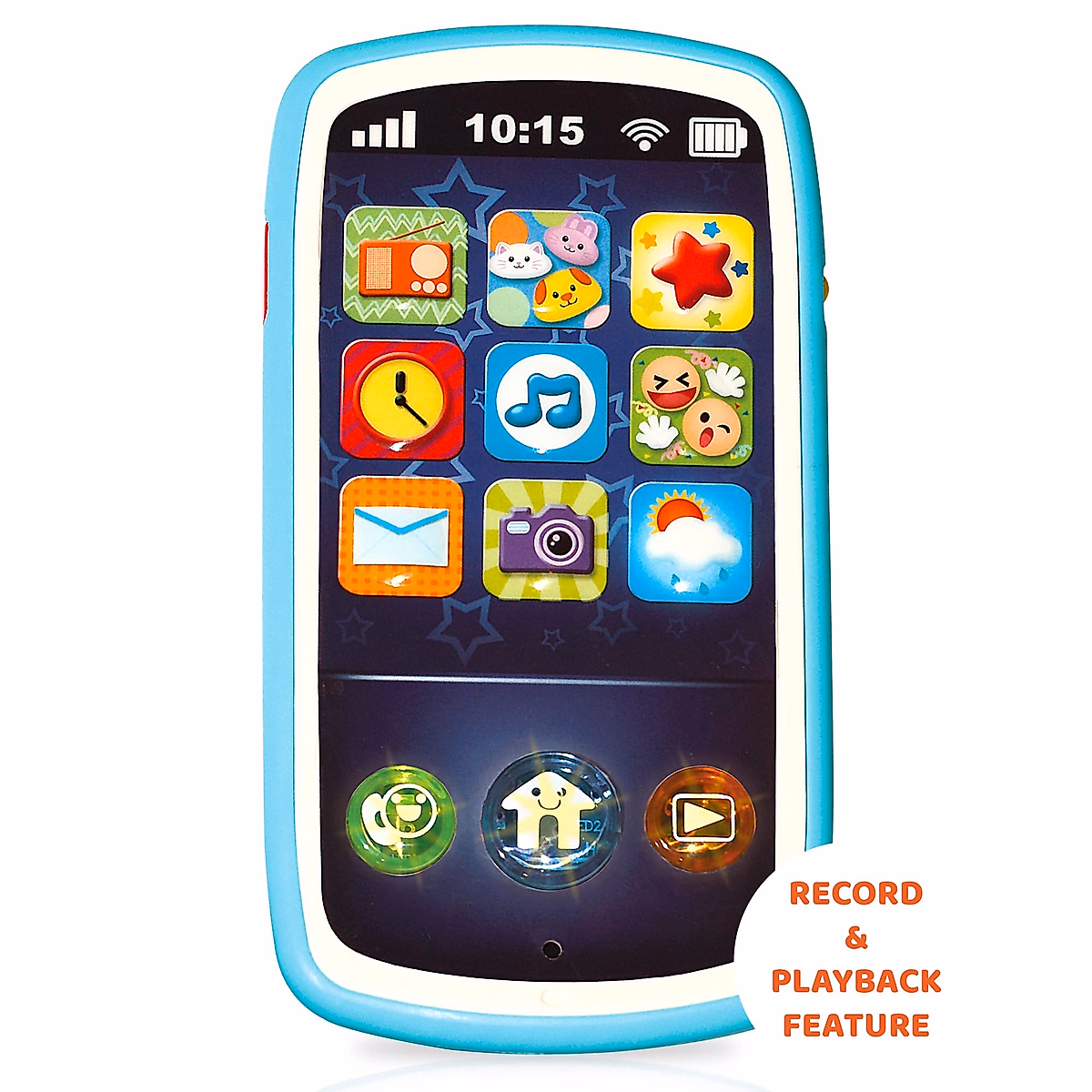 Baby Phone Toy with Record & Playback Features - Musical, Interactive and Educational Cell Phone Toddler Toys with 12 Smart Light Up Buttons - Learning Phones for Kids 6+ Months – ASTM Certified