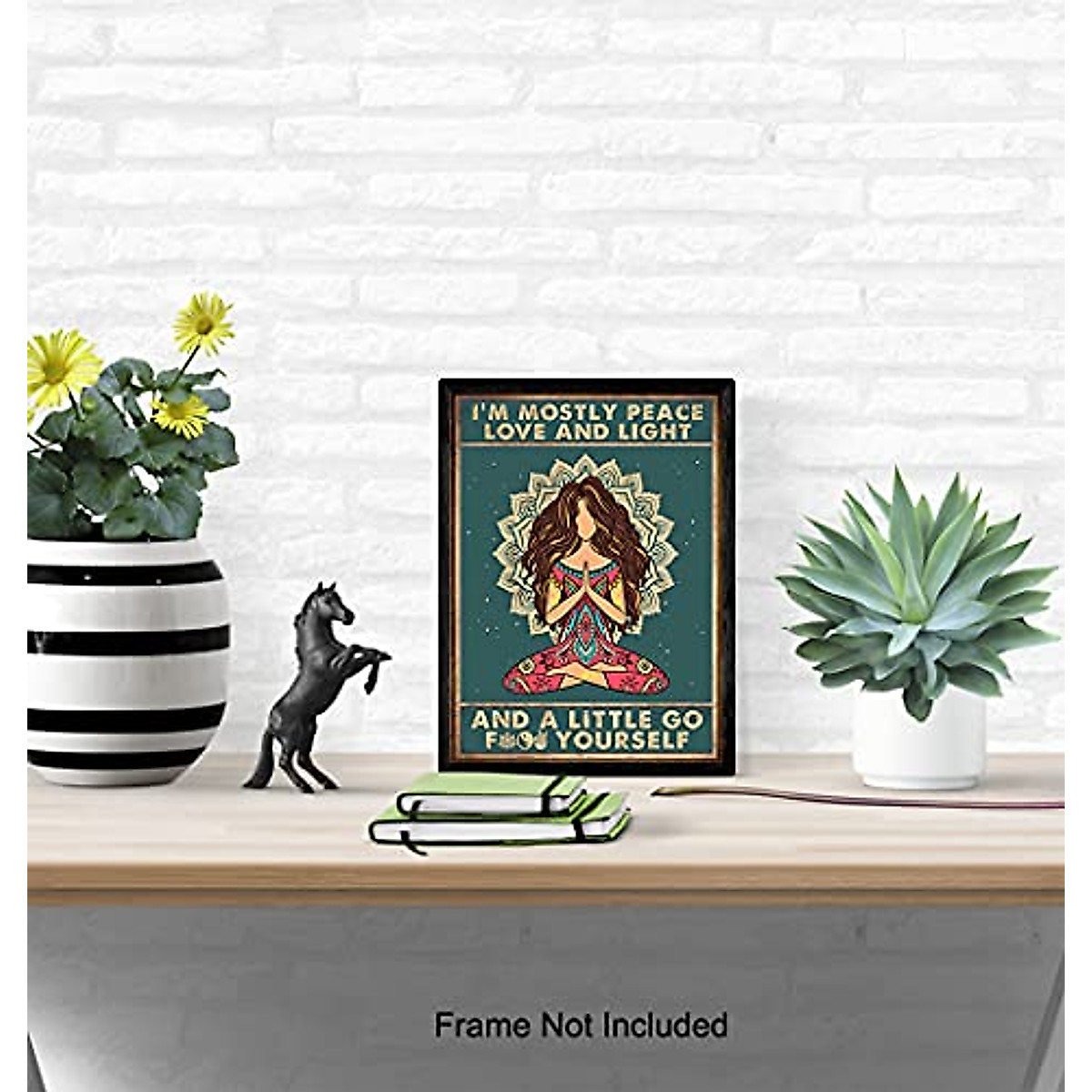 I'm mostly Peace Love and Light - Boho Art - Zen Meditation Room Decor - New Age Yoga Gifts for Women - Inspirational Hippie Wall Art Decorations - Spiritual Motivational Bohemian Funny Quotes Poster