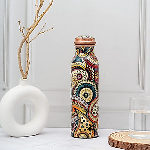 Copper Water Bottle for Drinking – 34 oz Copper Ayurveda Pure Copper Water Bottle – Ayurvedic Water Bottle with Lid Leak Proof Joint Less Water Bottle Travel Bottle for Gym, Office, Hiking,Outdoor