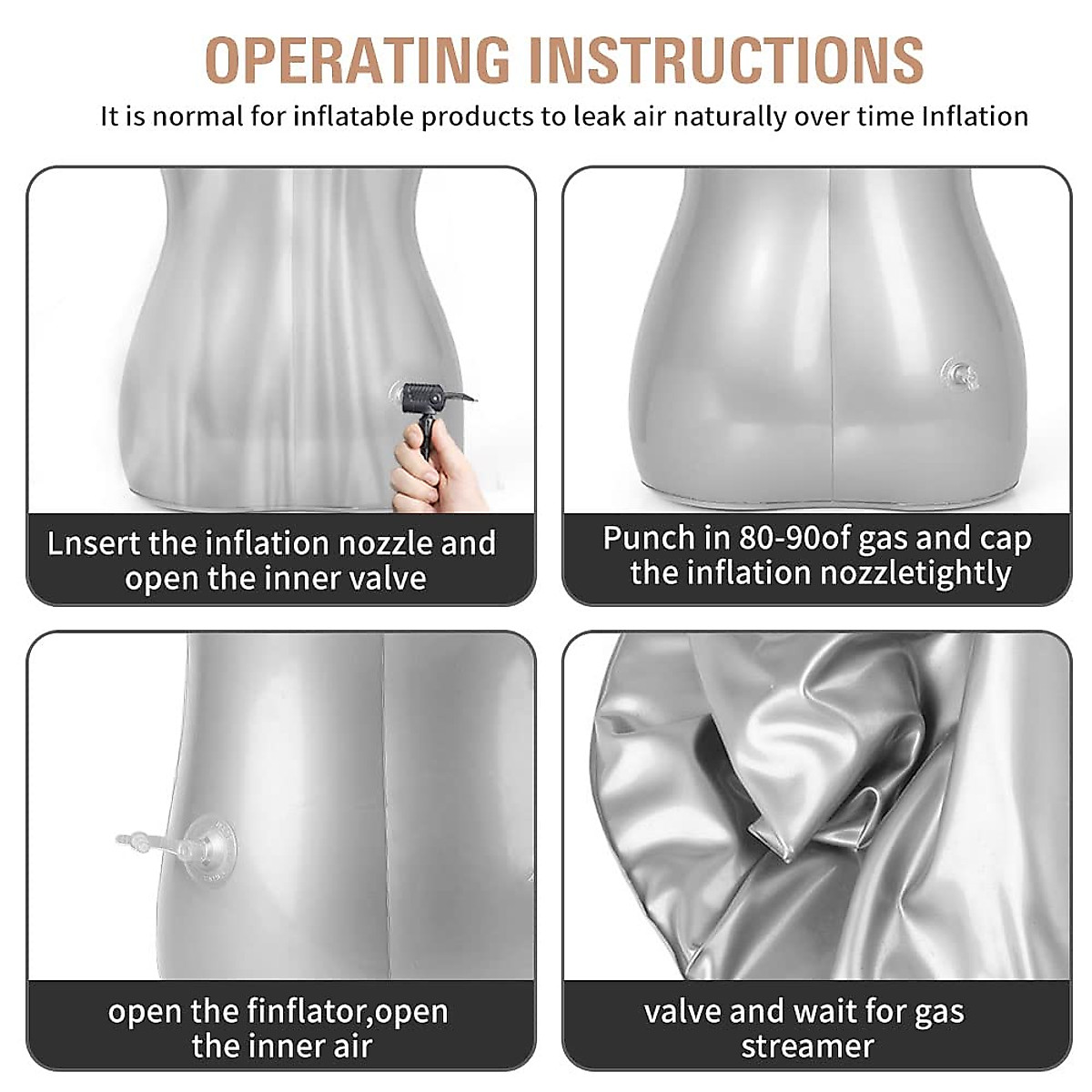 Newsmarts Inflatable Female Mannequin Half Body with Arms Torso Top Shirt Form Display Dummy Model