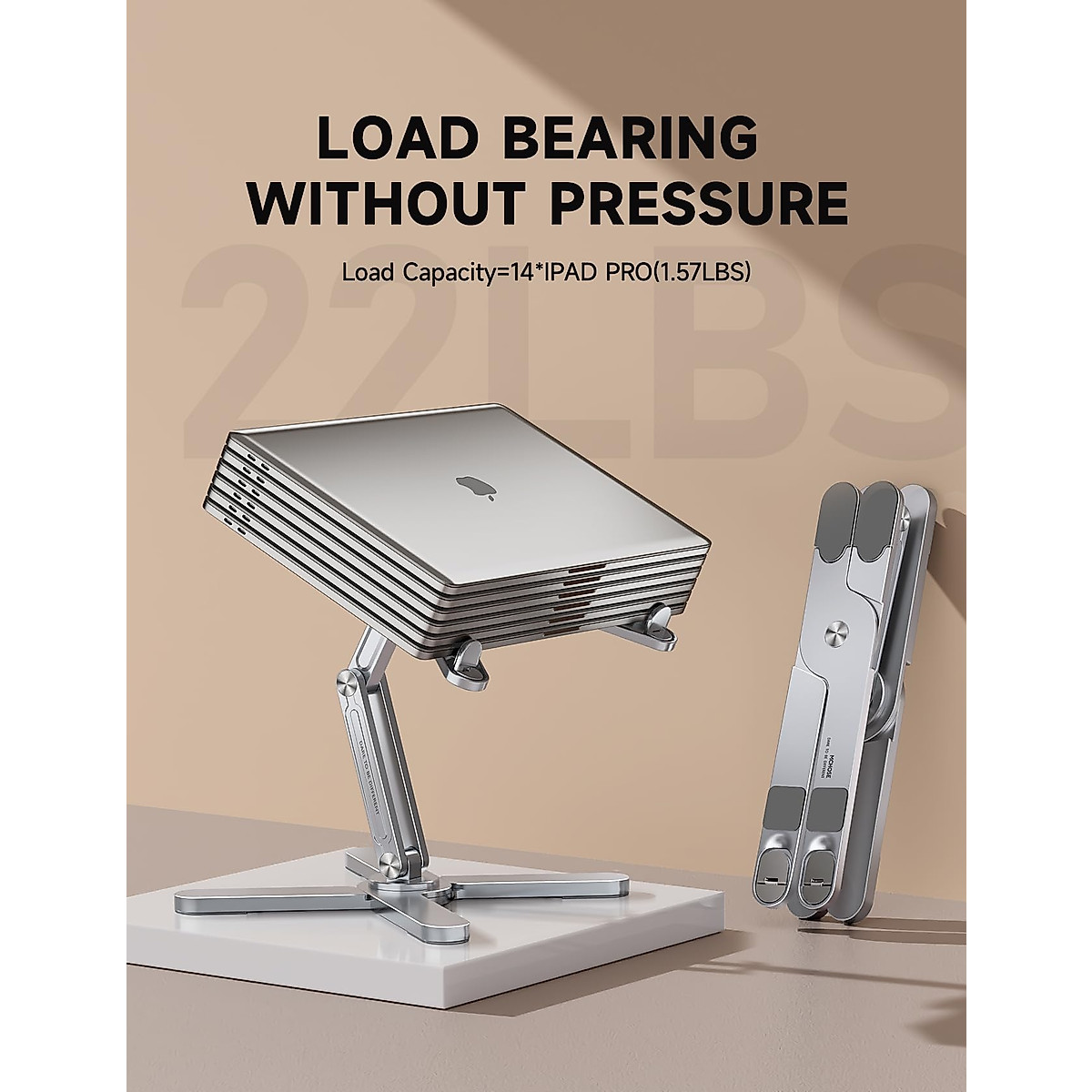 MCHOSE Laptop Stand with 360 Rotating Base,Foldable Laptop Riser for Desk, Compatible with Air, Pro, Dell, HP, Lenovo More 10-15.6" -Silver