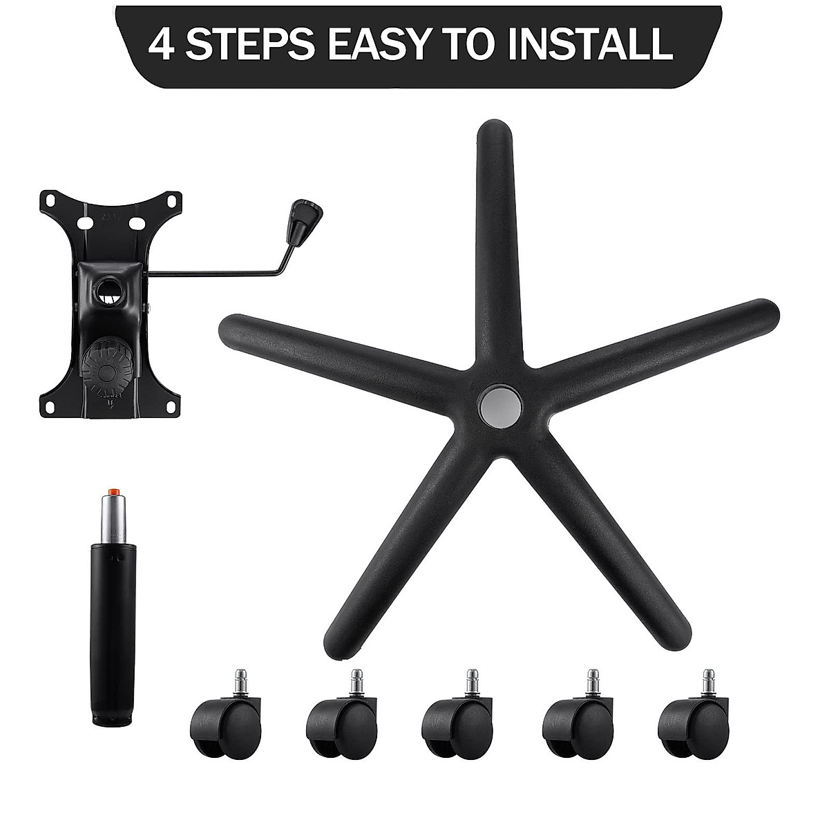 Topdeep 28" Swivel Chair Base Replacement, Office Chair Base, 350 Pounds Heavy Duty Gaming Chair Replacement Base with Bottom Plate Stand Cylinder and Casters